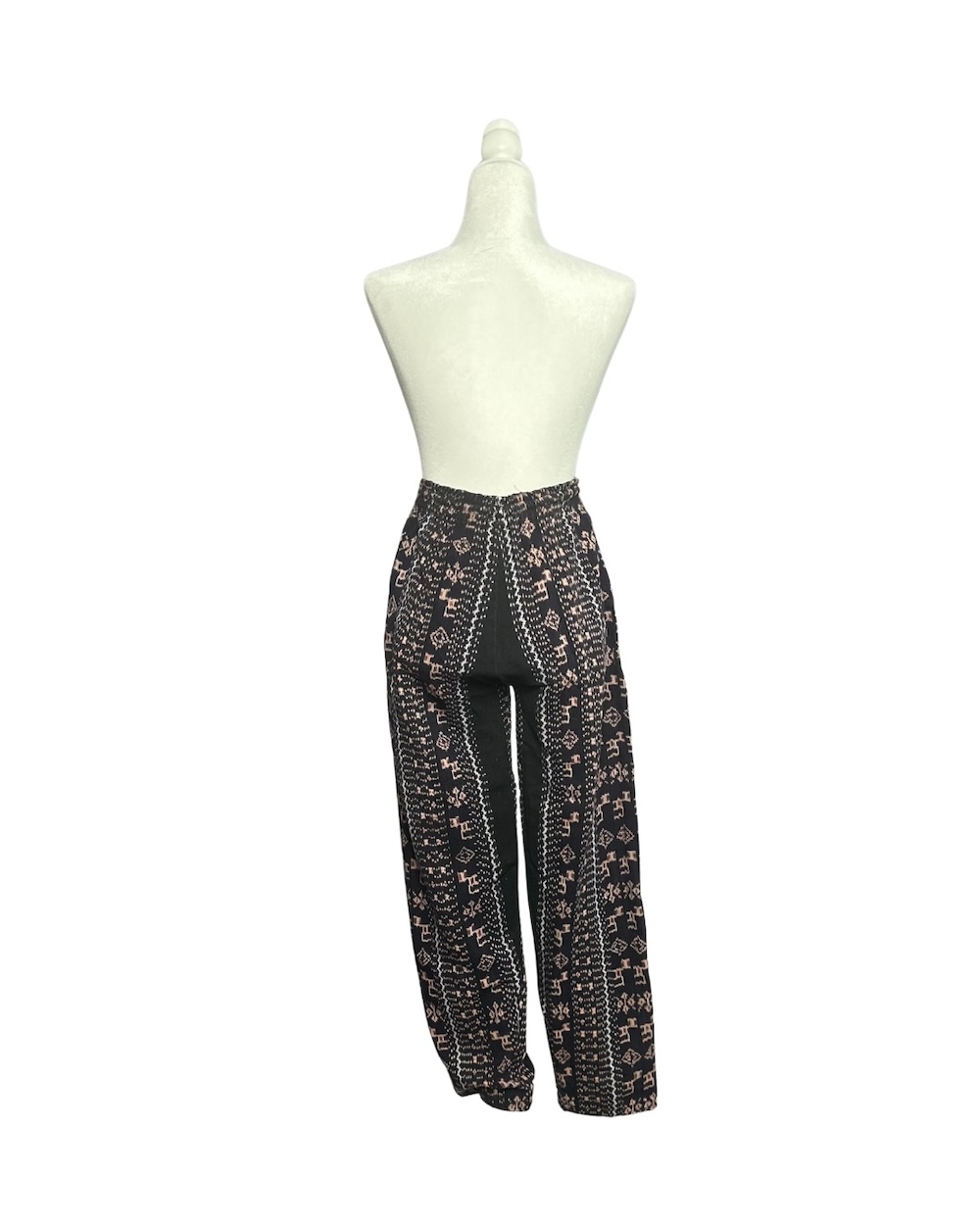 Thai Ikat Cotton Pants – Black, Tan, and Rust Pattern - Weave a Real Peace